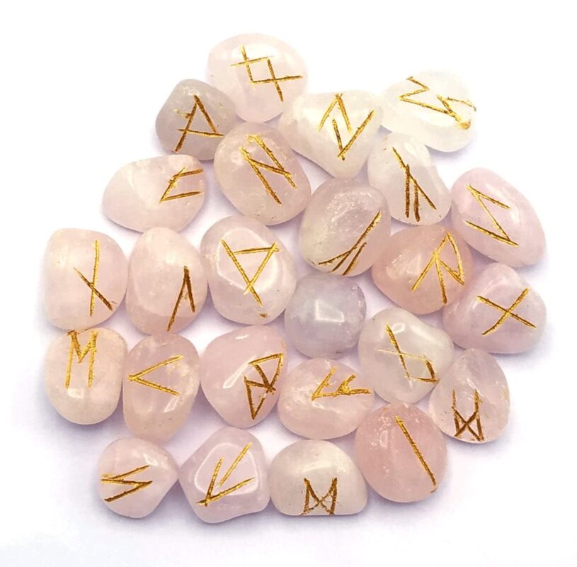 Shop Wholesale Rose Quartz Tumbled Stone Rune Set